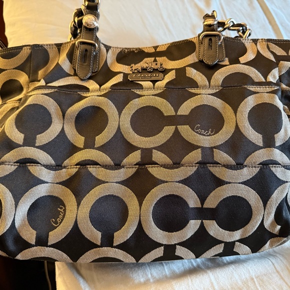 Coach | Bags | Coach Black And Beige Circle Pattern Tote | Poshmark